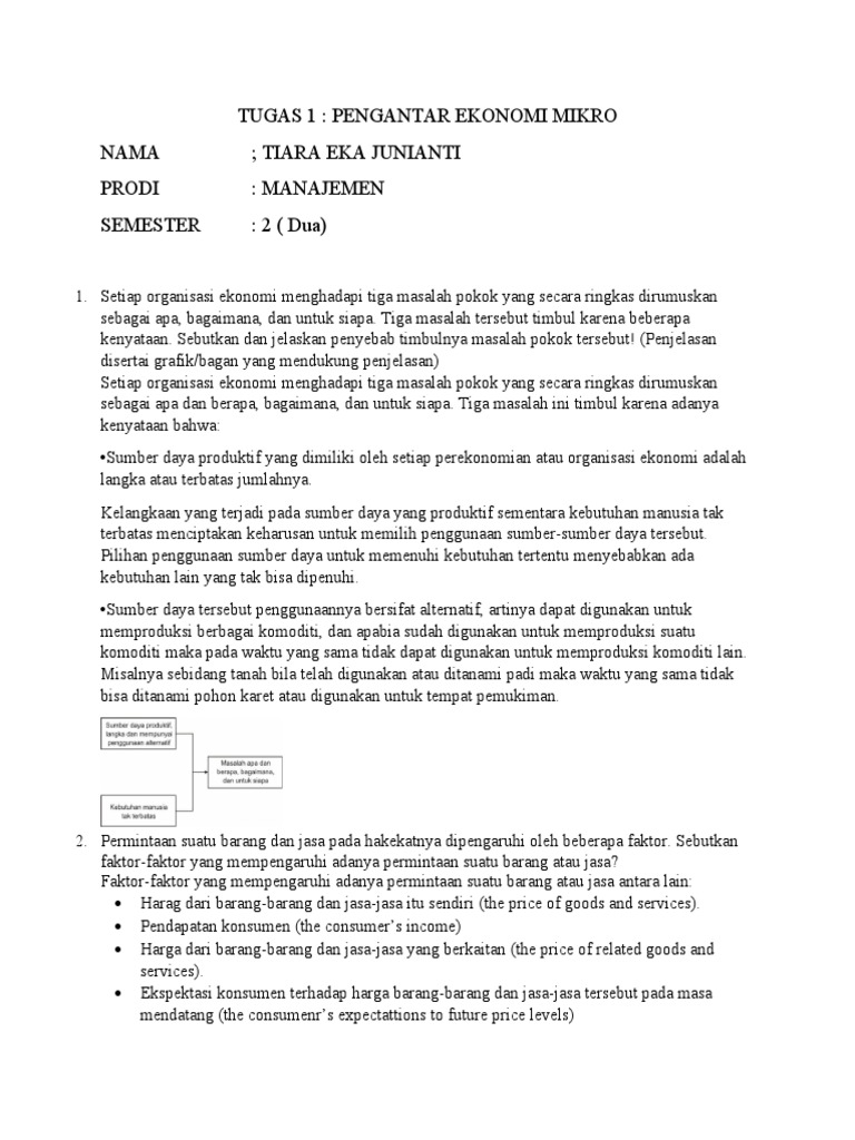 Tugas 1 - Pengantar Ekonomi Mikro | PDF
