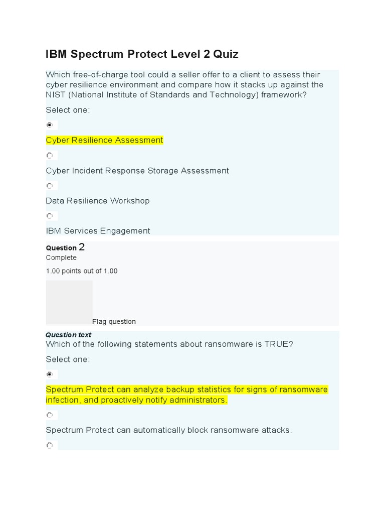 IBM Spectrum Protect Level 2 Qui1 - Bon | PDF | Backup | Cloud Computing