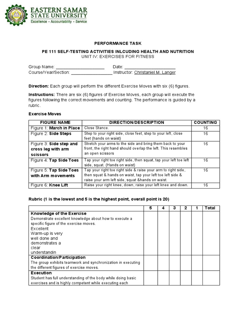 Performance Task Rubric | PDF | Recreation