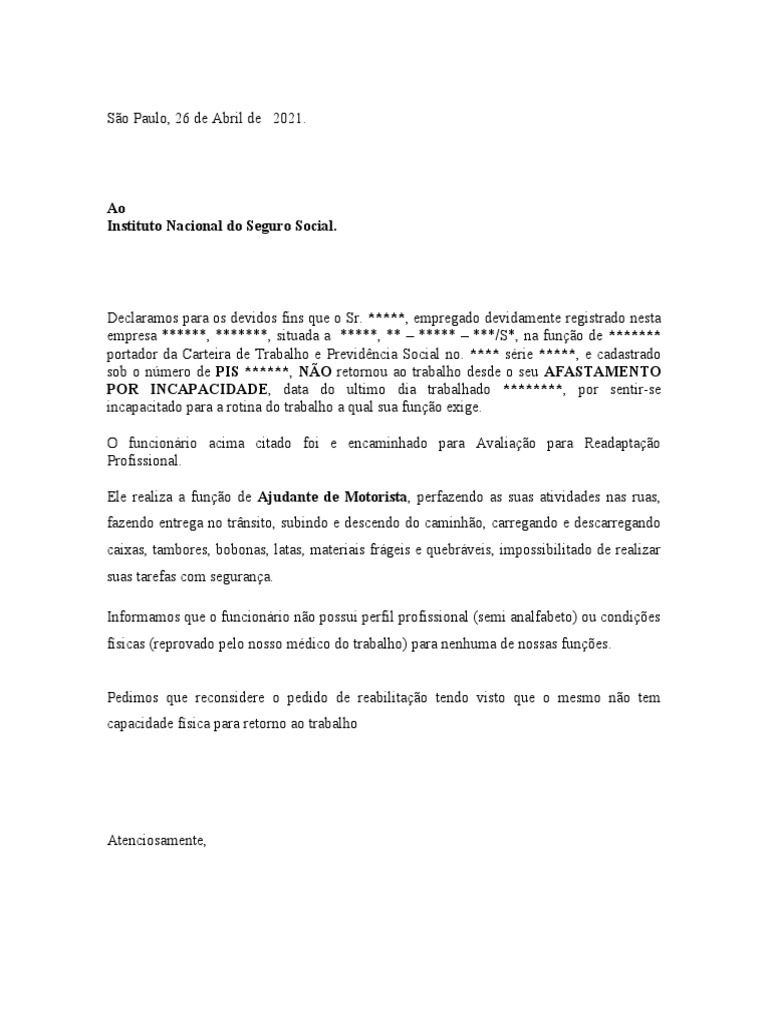 Carta Ao Inss | PDF