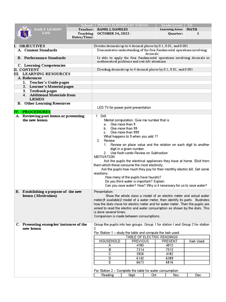 Math 6 Cot | PDF | Learning | Teachers