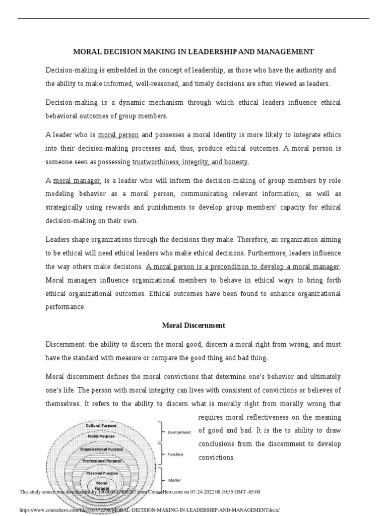 Moral Decision Making in Leadership and Management | PDF | Leadership ...