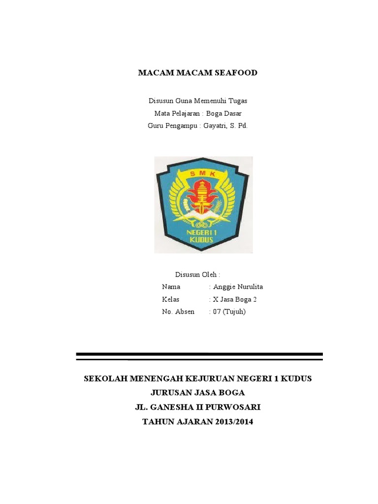 Jenis-Jenis Seafood dan Contohnya | PDF