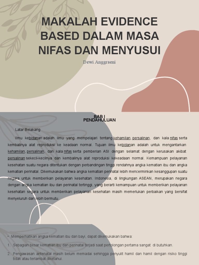 Makalah Evidence Based Dalam Askeb Nifas Dan Menyusui | PDF Makalah Evidence Based Dalam Askeb Nifas Dan Menyusui | PDF