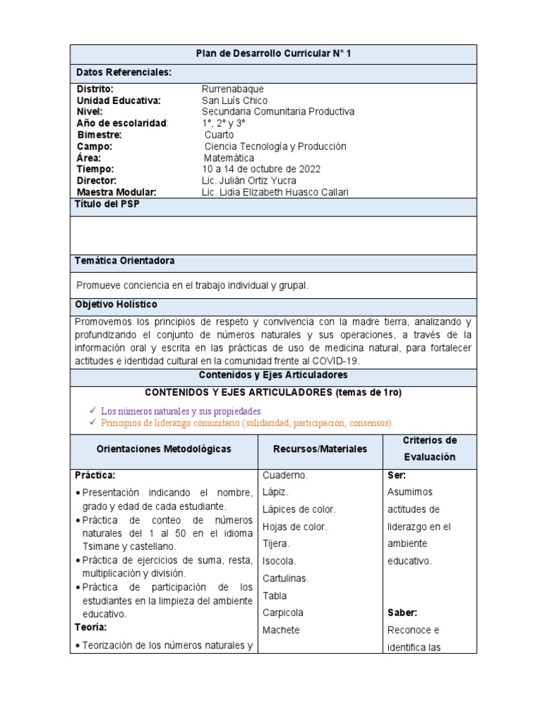 PDC #1 de 1ro A 3ro de Sec. | PDF | Multiplicación | Holismo