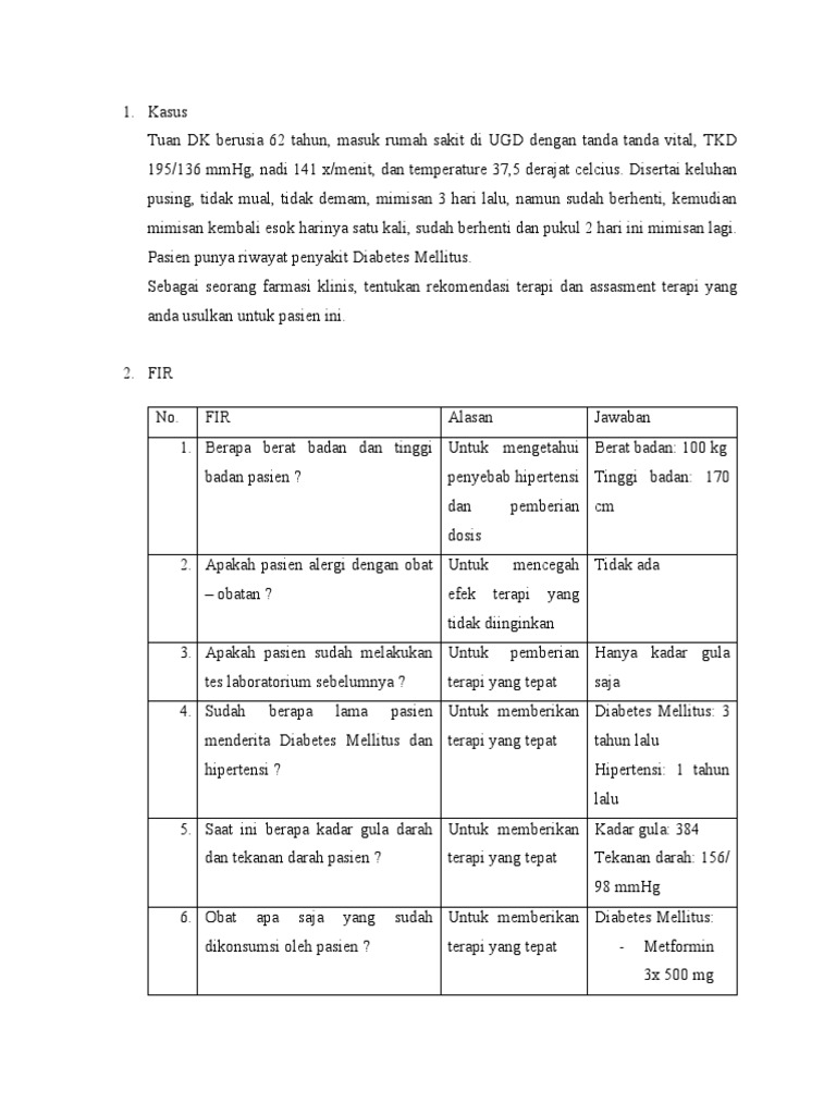 Kasus, Fir, Metode Soap (Subjective, Objective, Assesment, Plan) . | PDF