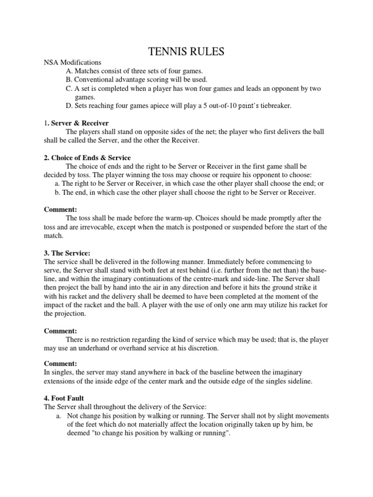 Tennis Rules | PDF | Athletic Sports | Recreation