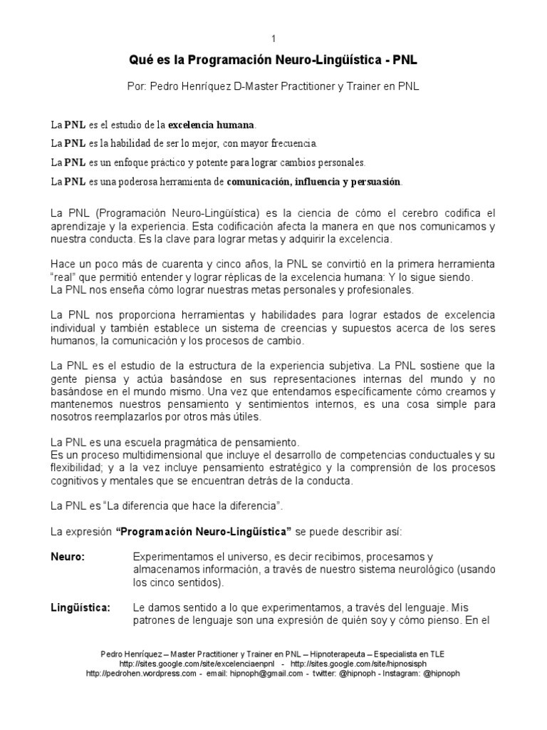 Qué Es La PNL | PDF | Programación neurolingüistica | Aprendizaje