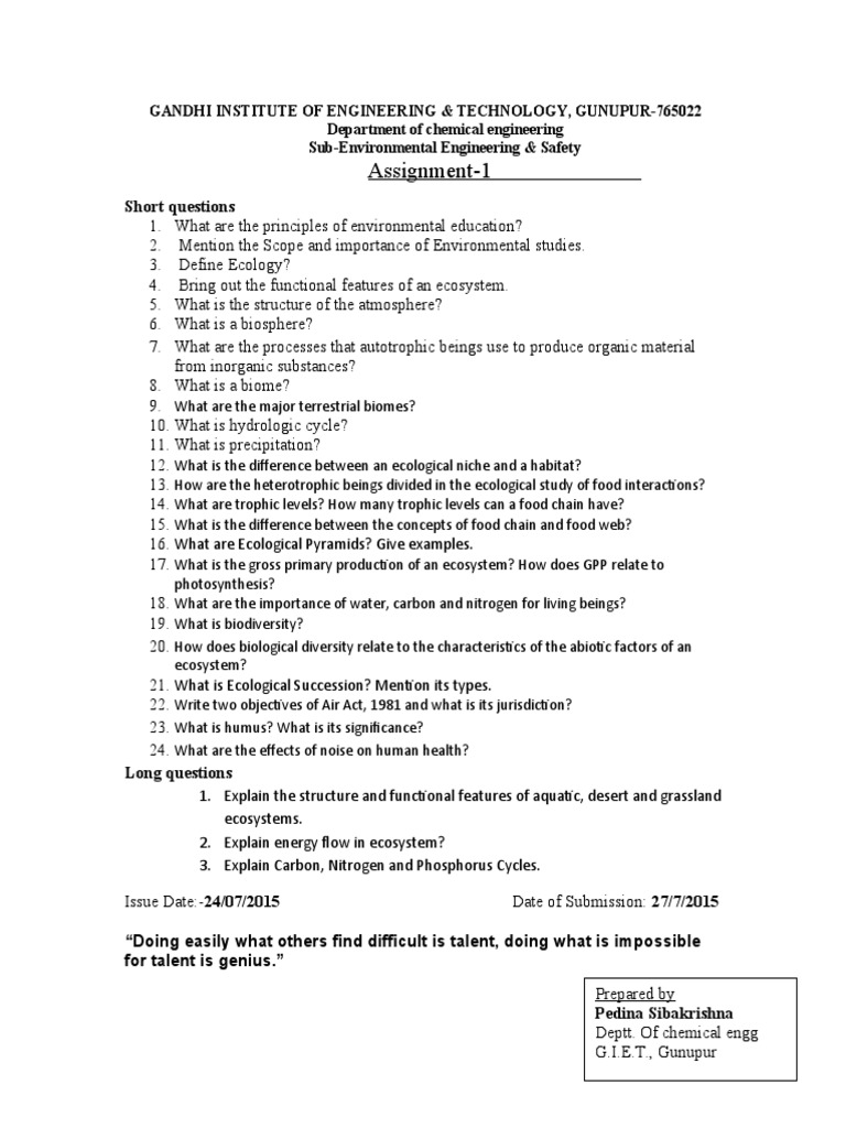 Assignment 1 (EES) | Download Free PDF | Ecosystem | Food Web