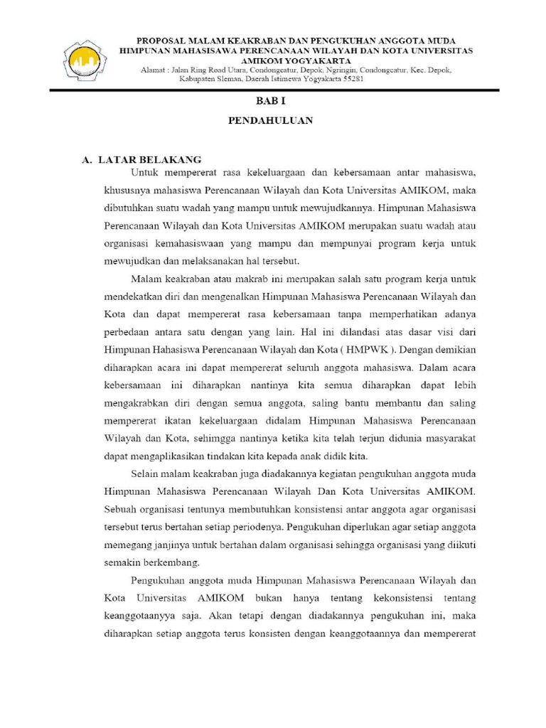 Contoh Proposal Kegiatan PERSAMI | PDF