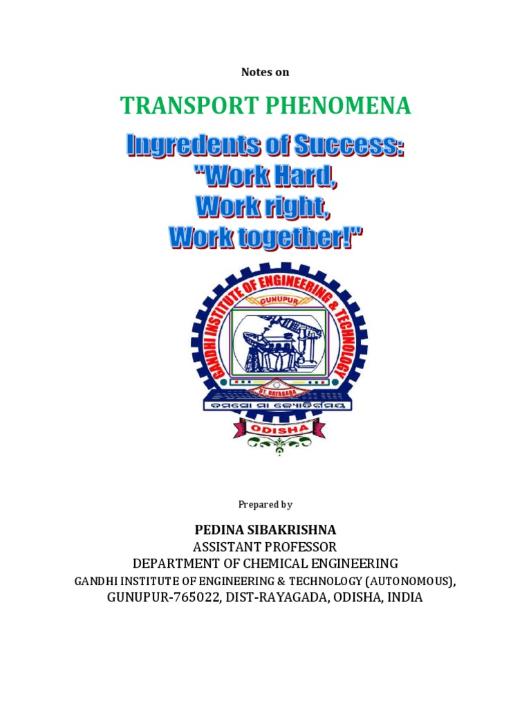 Transport Phenomena Notes Pdf Transport Phenomena Physics