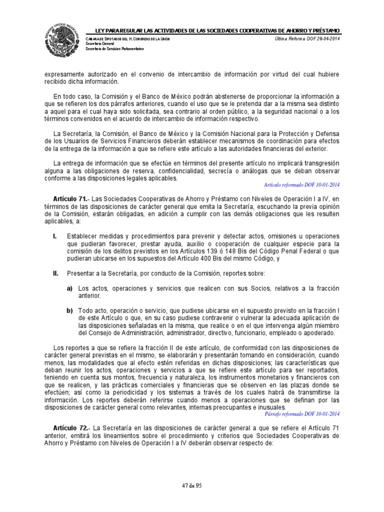 03 Art 71 y 72 LEY PARA REGULAR LAS ACTIVIDADES DE LAS SOCIEDADES ...