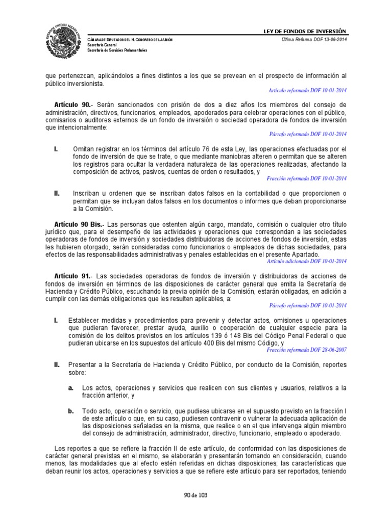 05 Art 91 LEY DE FONDOS DE INVERSIÓN | PDF | Derecho penal | Multa (pena)