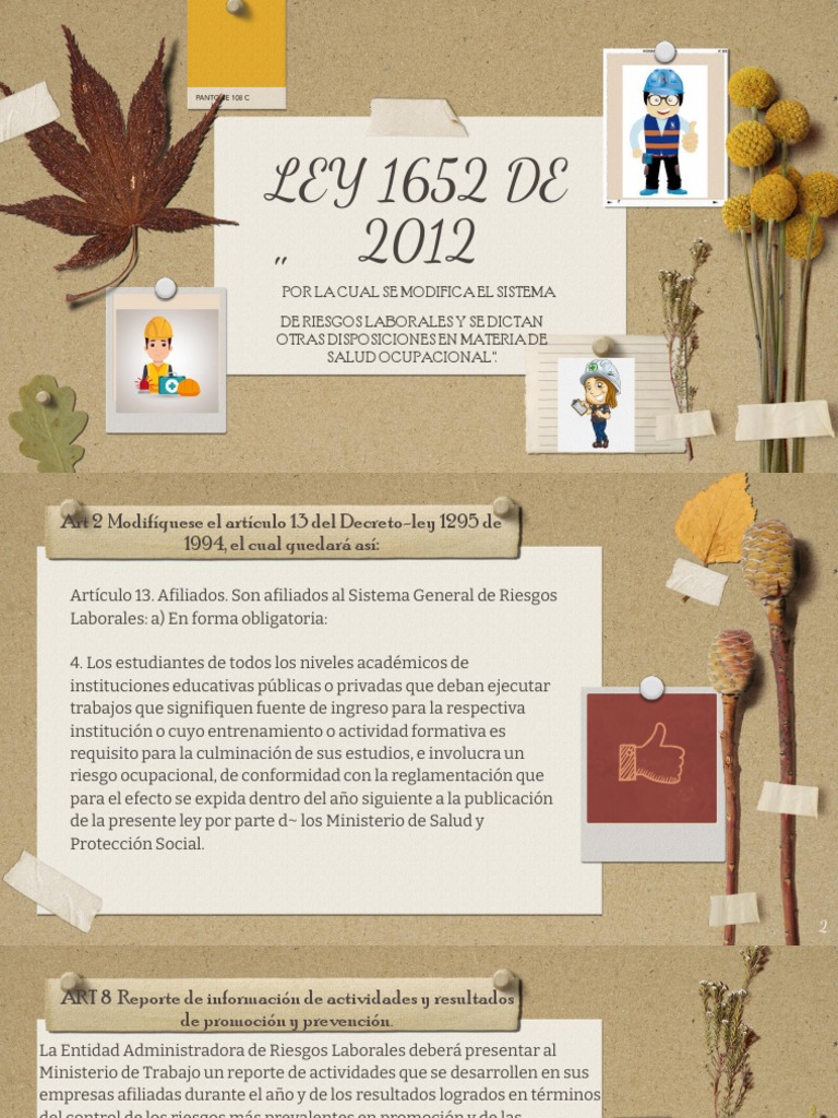 3.3.2 Ley 1562 de 2012 | PDF | Seguridad y salud ocupacional | Pequeñas ...