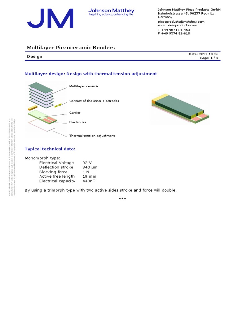 JM Piezoproducts 105eng Multilayer Piezo Benders | PDF | Materials ...