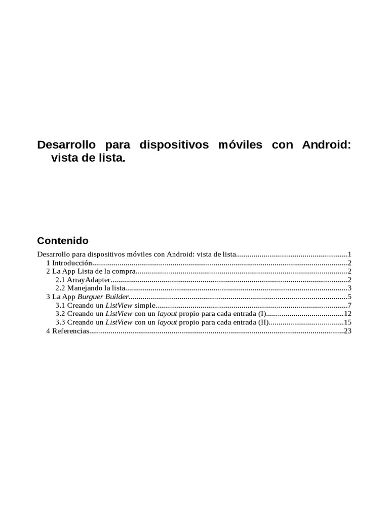 Desarrollo de ListViews en Android | PDF | Aplicación movil | Android (sistema operativo)