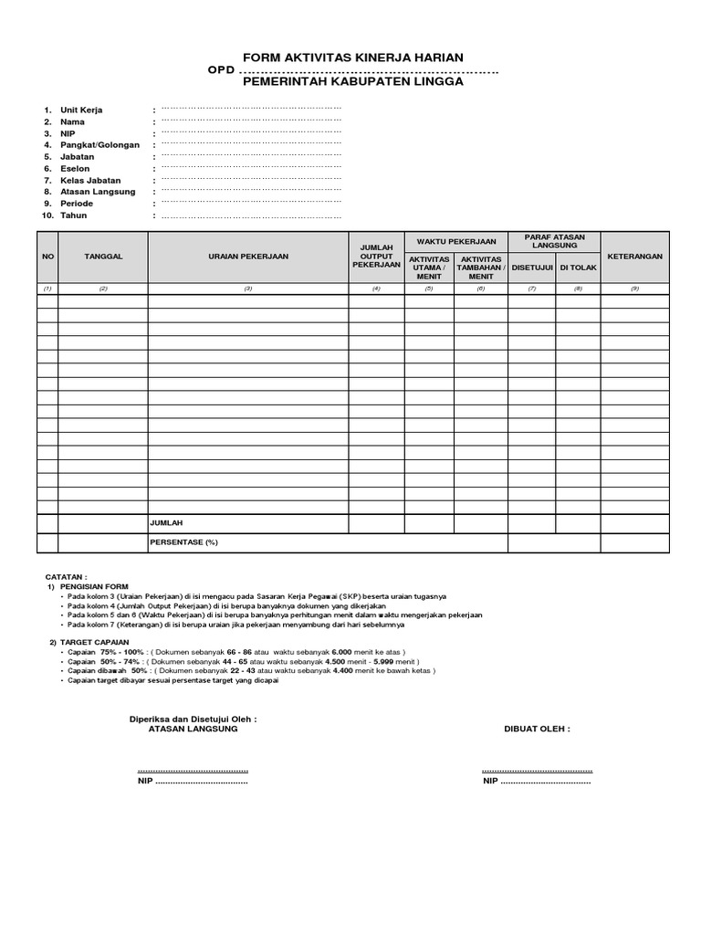 6.1 Contoh Form E-Kinerja Manual 2022 | PDF