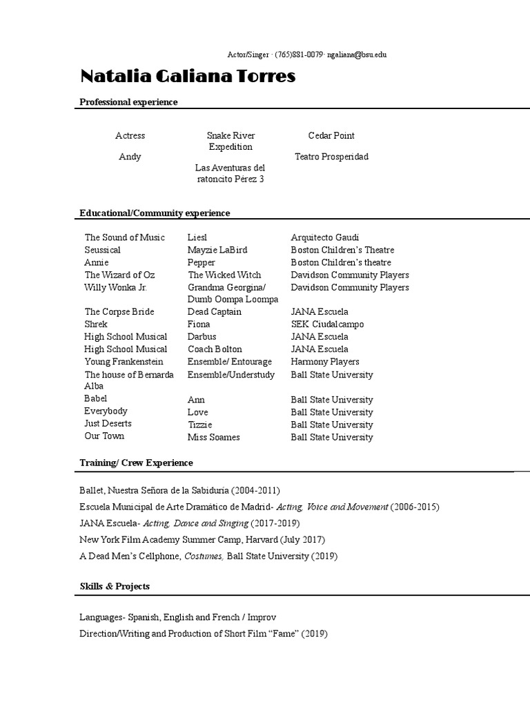 Resume - Natalia Galiana Torres | PDF | Art