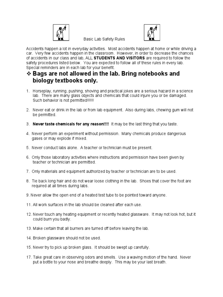 Basic Lab Safety Rules | PDF | Laboratories
