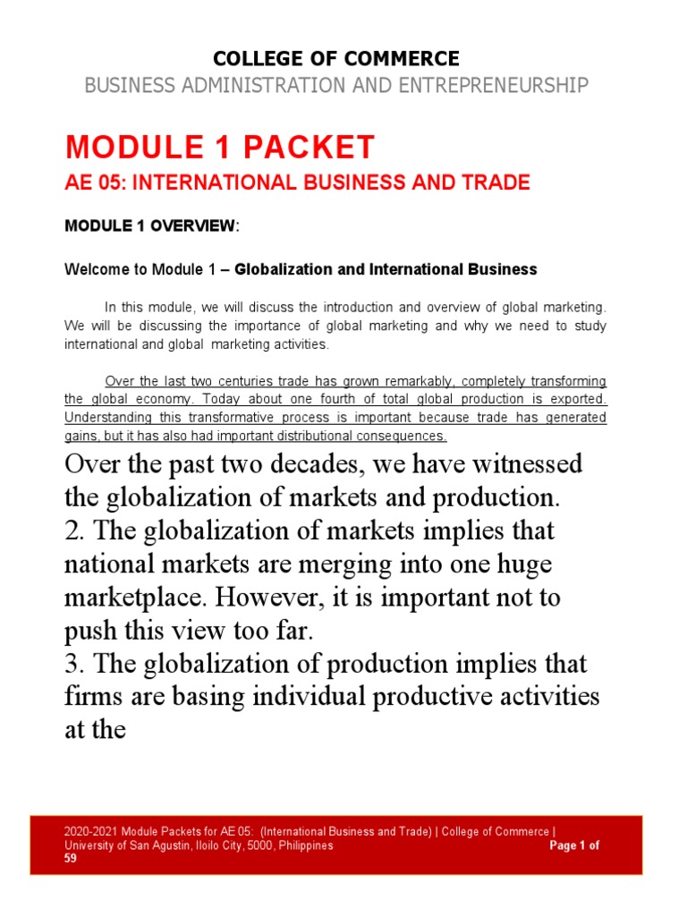 Module 1 4 IBT | PDF | World Trade Organization | Outsourcing