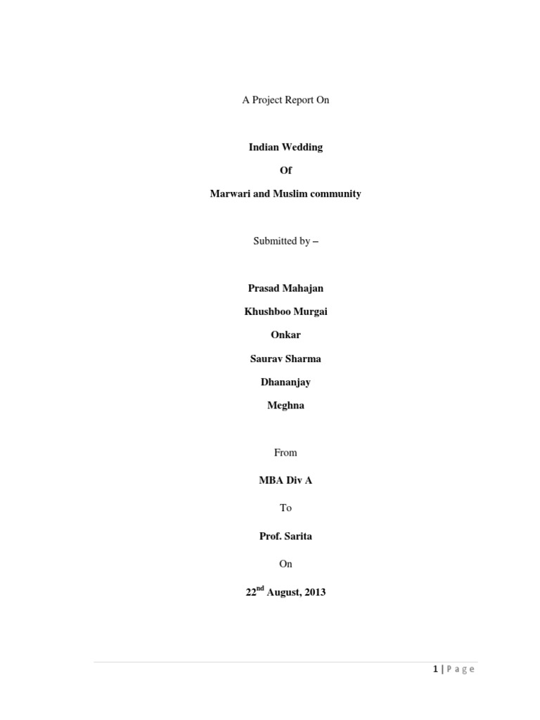 Project Report Indian Wedding | PDF | Wedding | Marriage