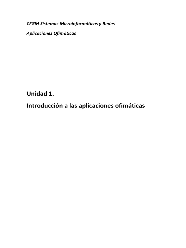 Unidad 1. Introducción A Las Aplicaciones Ofimáticas | PDF | Software libre | Microsoft Office