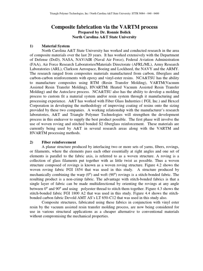 Composite Fabrication Via The VARTM Process | PDF | Composite Material ...