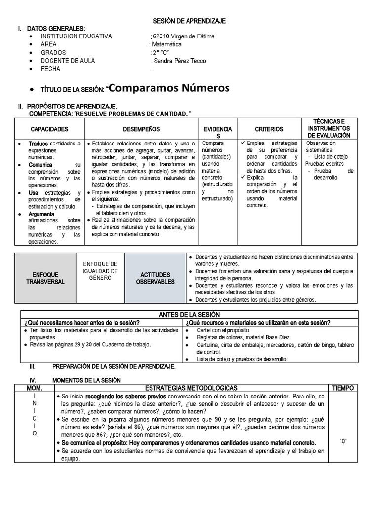 Comparación y Orden de Números | PDF