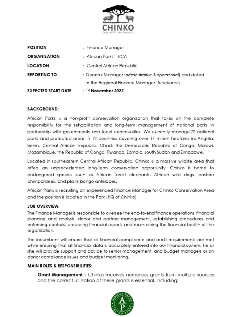 Job Advertisement - Finance Manager For Chinko 20220922@0806 | PDF ...