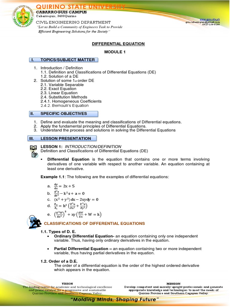 Differential Equations An Introduction To Classifications Order