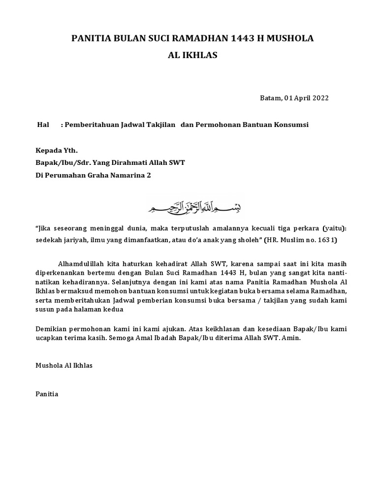 Undangan Takjil Ramadhan 1443 H | PDF Undangan Takjil Ramadhan 1443 H | PDF