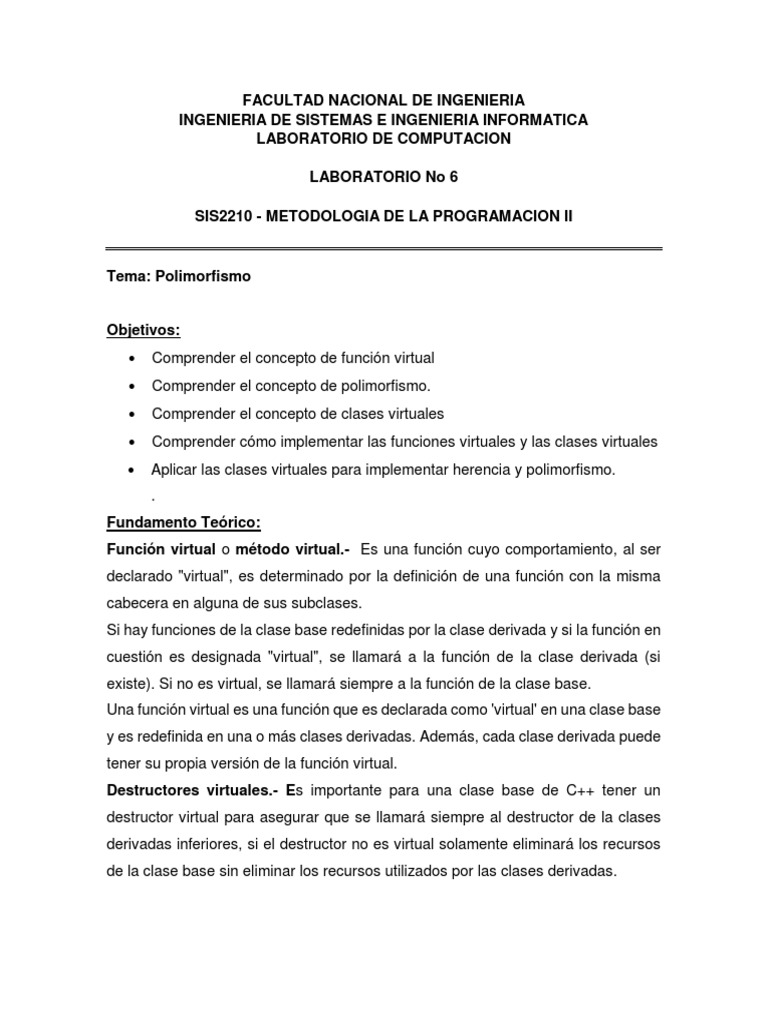 Guia No 6 - Polimorfismo | PDF | Programación de computadoras | Ciencias de la Computación