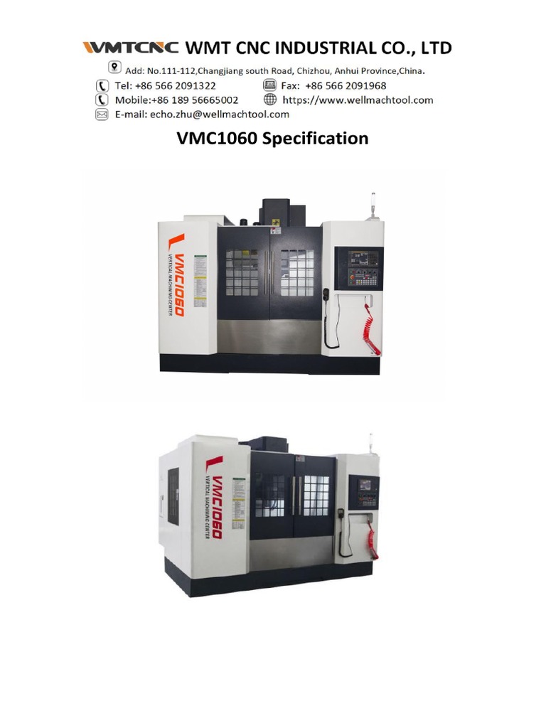 VMC1060 CNC Machine Specifications | PDF | Numerical Control ...