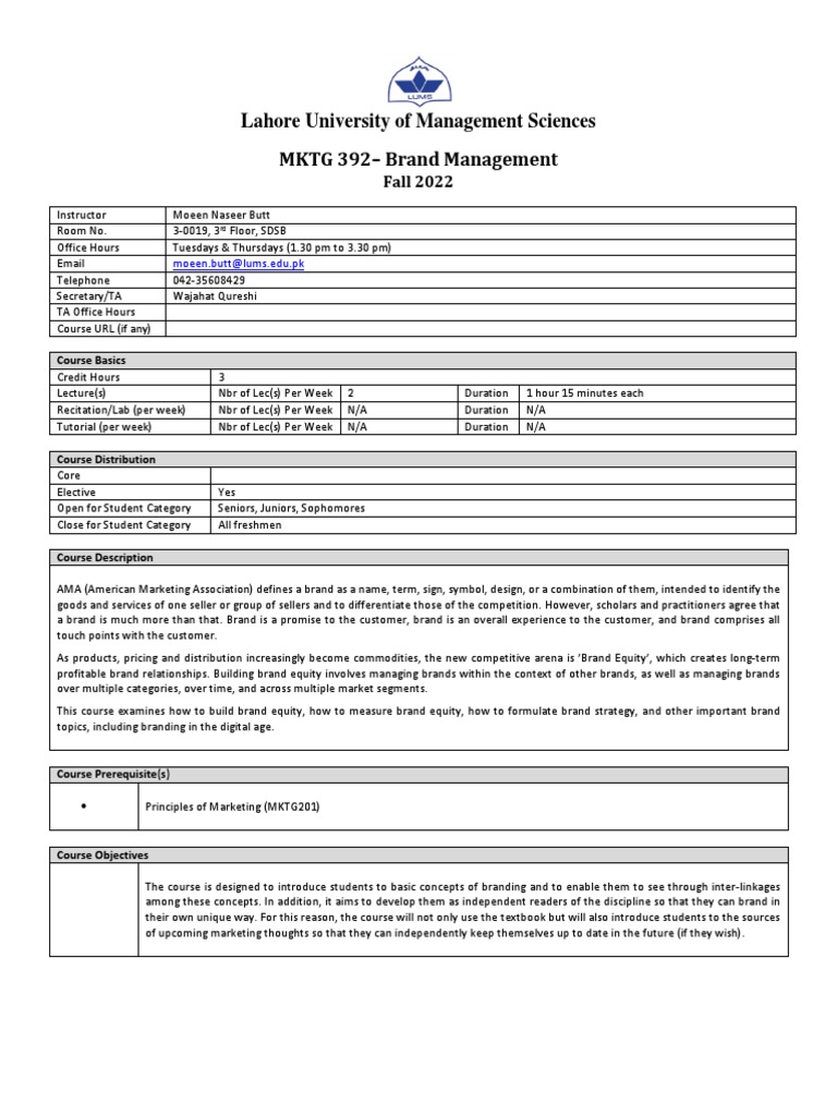 MKTG 392 - Brand Management - Section 1 - Moeen Naseer Butt | PDF ... MKTG 392 - Brand Management - Section 1 - Moeen Naseer Butt | PDF ...