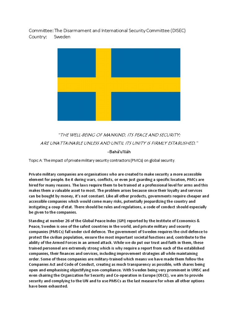 Position Paper Sweden | PDF | Peace | Applied Ethics