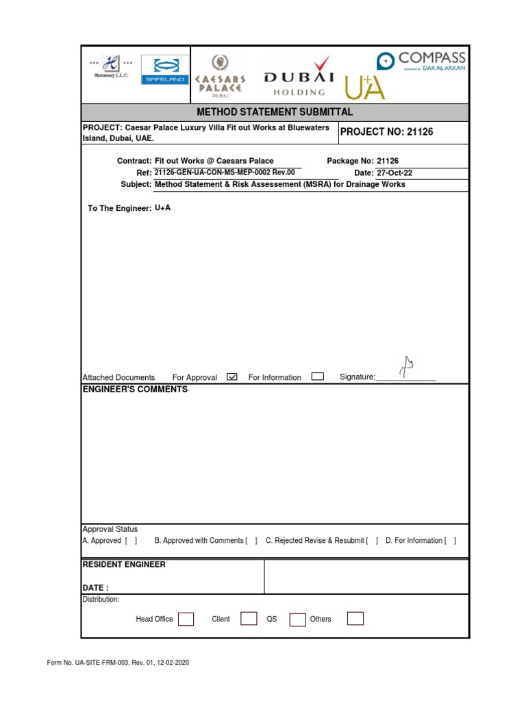 Method Statement & Risk Assessment For Installation of Drainage Works ...