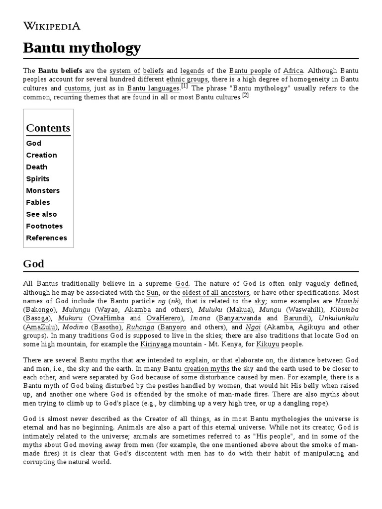 Bantu Mythology | PDF