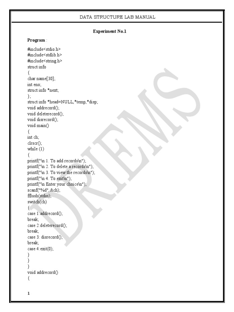 Data Structure Lab Manual Pdf Queue Abstract Data Type Pointer Computer Programming