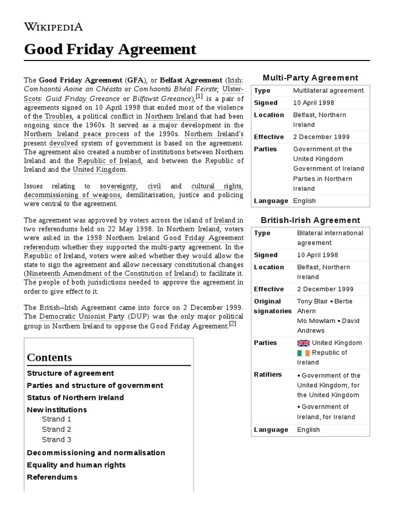 Good Friday Agreement | PDF | Northern Ireland | Brexit