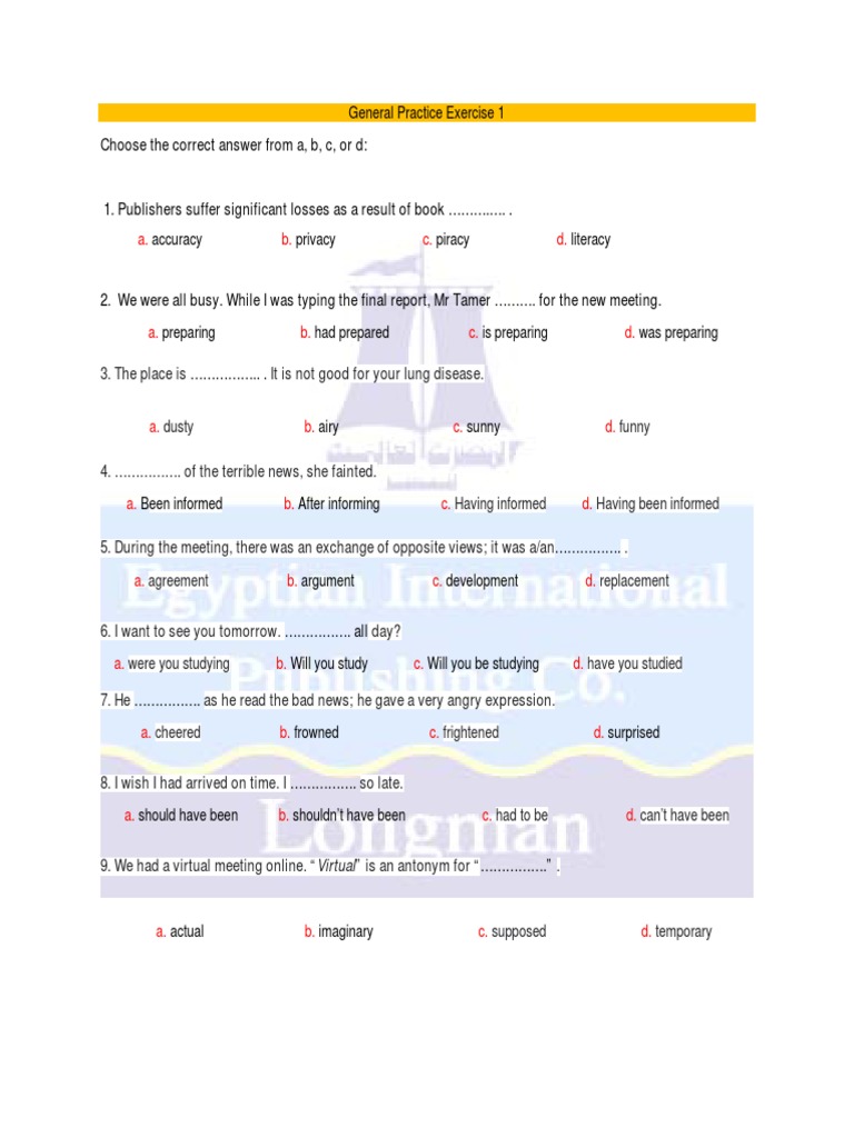 Longman General Practice Exercises 1-4 Merged and Answered | PDF | Brainstorming | Social Media