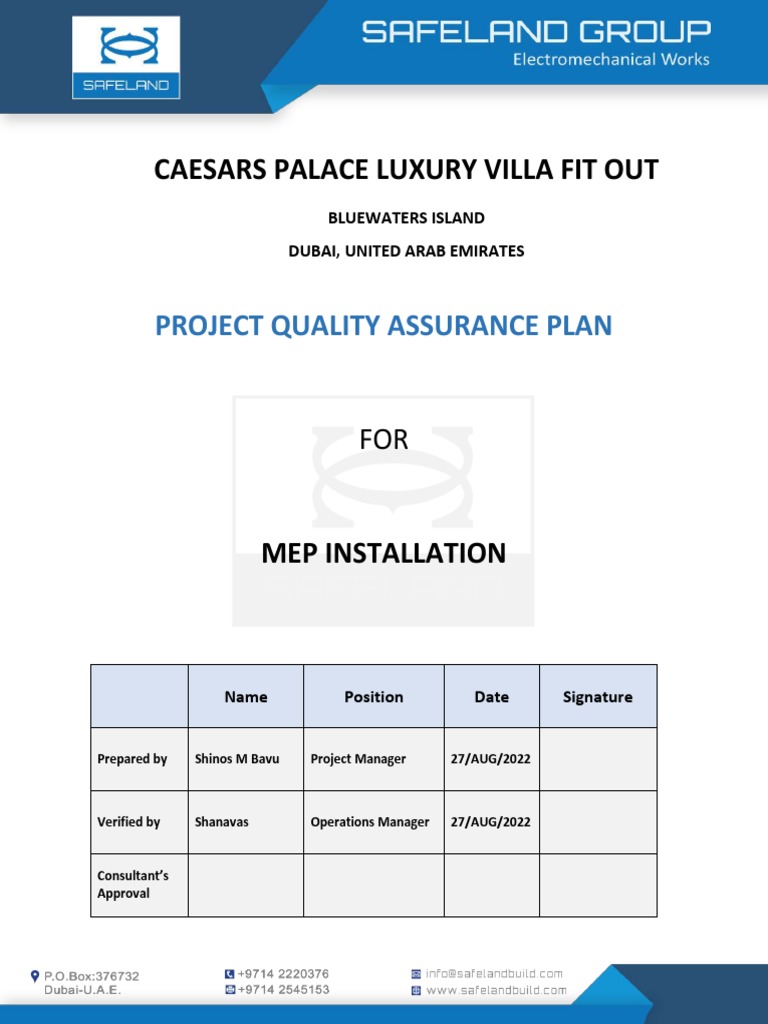 Quality Plan | PDF | Specification (Technical Standard) | Quality Assurance