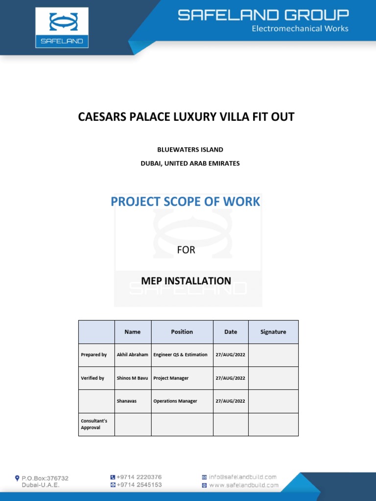 MEP Scope for Caesars Palace Villas | PDF | Duct (Flow) | Home