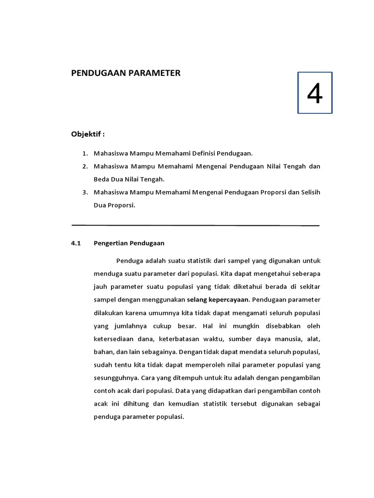 Bab 4 - Pendugaan Parameter - Final | PDF
