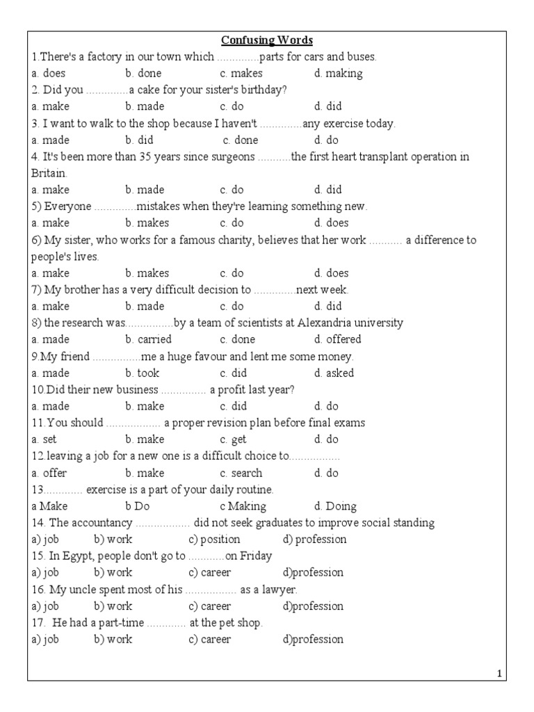 Confusing Words1 | PDF
