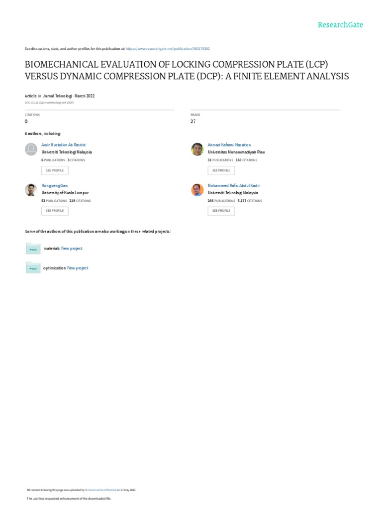 A Finite Element Analysis | PDF | Stress (Mechanics) | 3 D Computer ...