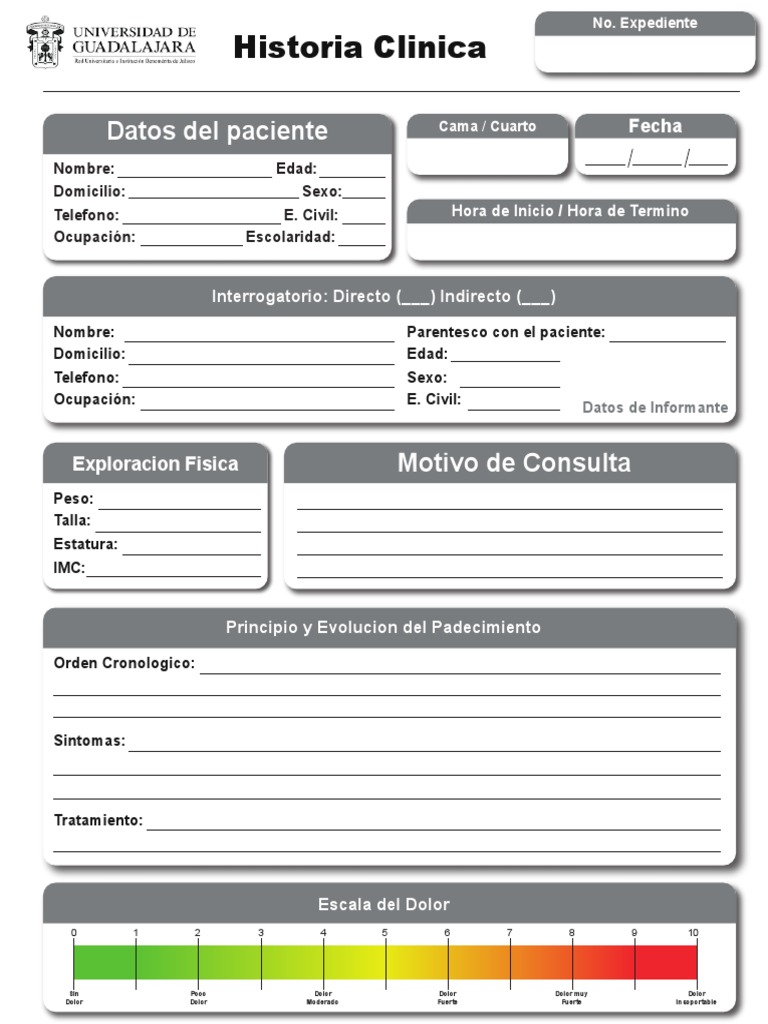 Formato de Historia Clinica | PDF | Especialidades Medicas | Enfermedades y trastornos