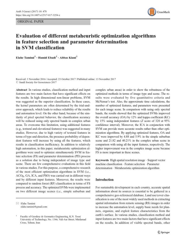 Evaluation Of Different Metaheuristic Optimization Algorithms Pdf Mathematical Optimization