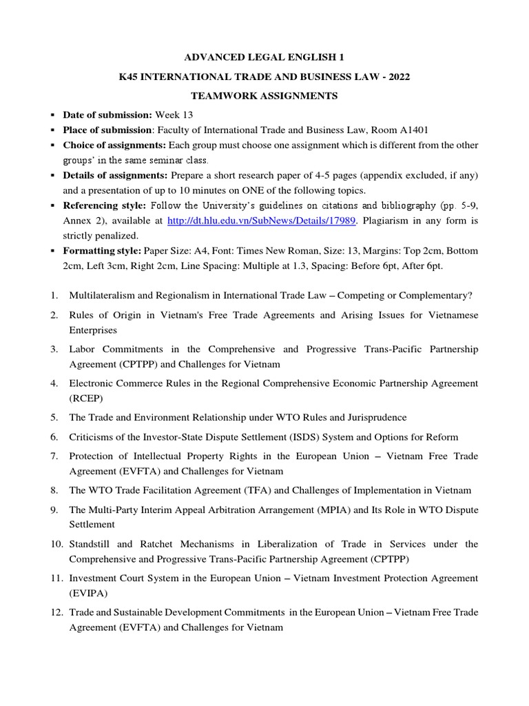 Teamwork Assignments ALE1 K45 | PDF