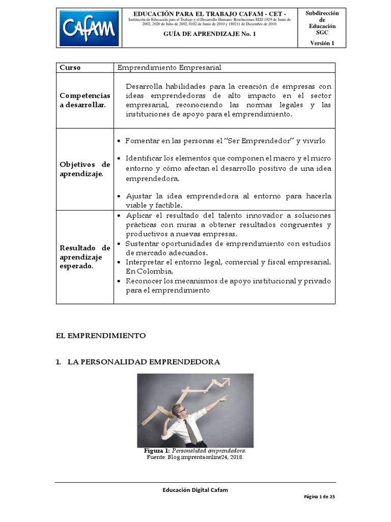 Curso: Educación para El Trabajo Cafam - Cet | PDF | Iniciativa ...