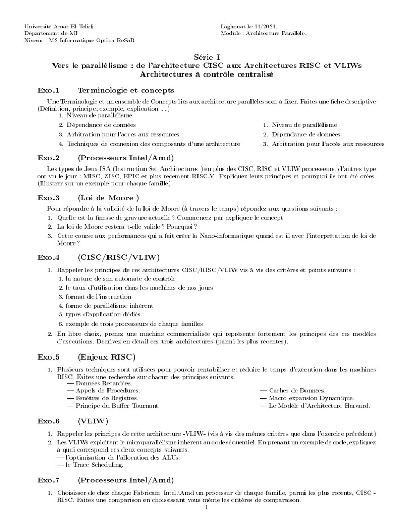 Concepts et Architectures Parallèles en Informatique | PDF ...